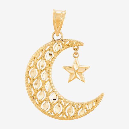 Click here for Womens 10K Gold Moon Pendant  One Size prices