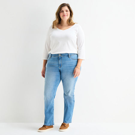 Click here for St. Johns Bay Womens Mid Rise Stretch Fabric Strai... prices