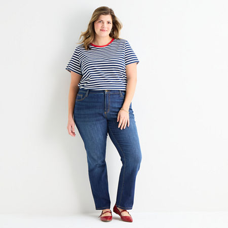 Click here for St. Johns Bay Womens Mid Rise Stretch Fabric Strai... prices