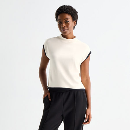 Click here for Stylus Womens Sleeveless Mock Neck Top  Medium  Wh... prices