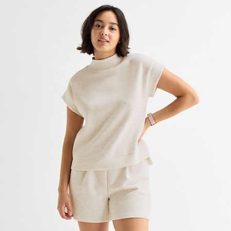 Click here for Stylus Womens Mock Neck Short Sleeve T-Shirt  X-sm... prices