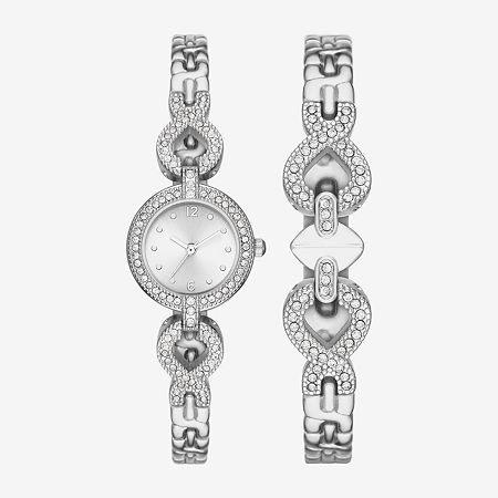 Geneva Ladies Womens Crystal Accent Silver Tone 2-pc. Watch Boxed Set Fmdjset058  One Size
