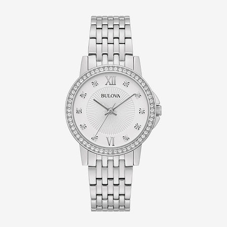 Click here for Bulova Crystal Womens Crystal Accent Silver Tone S... prices