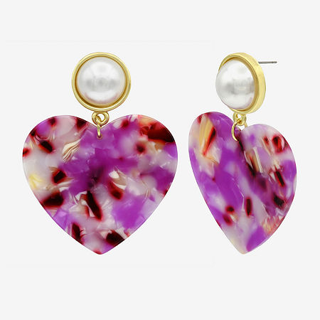 Click here for Bijoux Bar Gold Tone Womens Simulated Pearl Heart... prices