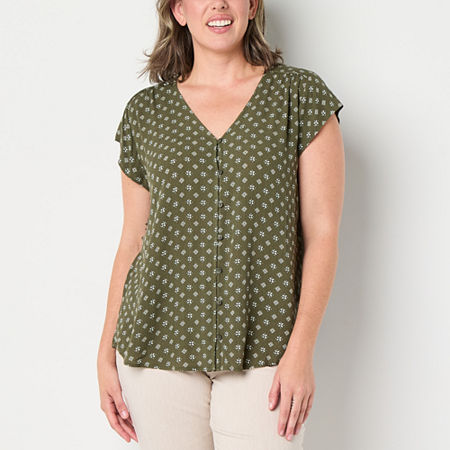 Click here for Liz Claiborne Womens V Neck Short Sleeve Blouse  X... prices
