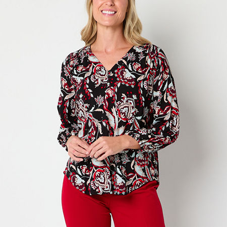 Click here for Liz Claiborne Womens V Neck 3/4 Sleeve Blouse  Pet... prices