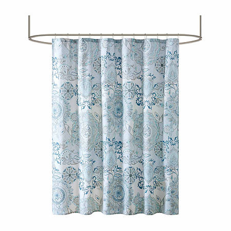 Madison Park Isla Cotton Shower Curtain  72 x 72 - Blue