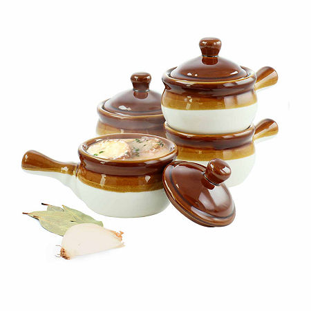 Click here for Elama Long Handle French Onion 4-pc. Stoneware Sou... prices