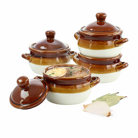 Click here for Elama Double Handle French Onion 4-pc. Stoneware S... prices