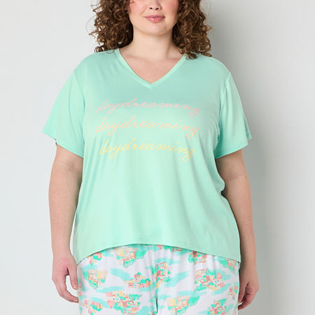 Click here for Sleep Chic Womens V Neck Short Sleeve Plus Pajama... prices