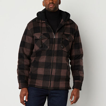 Victory Mens Fleece Hooded Midweight Shirt Jacket  Xx-large  Brown