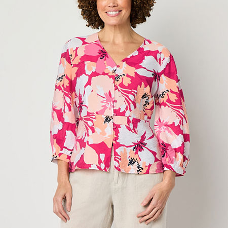 Click here for Liz Claiborne Womens V Neck 3/4 Sleeve Peplum Top... prices