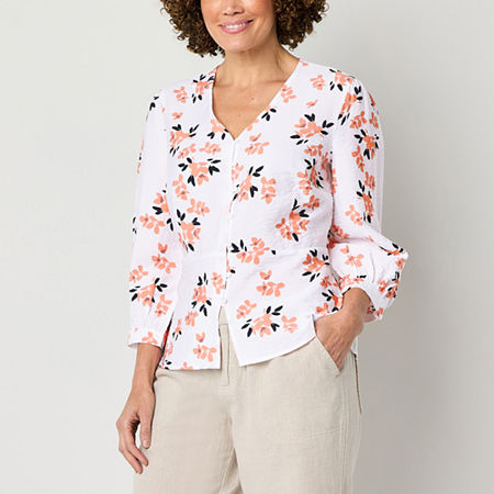 Click here for Liz Claiborne Womens V Neck 3/4 Sleeve Peplum Top... prices