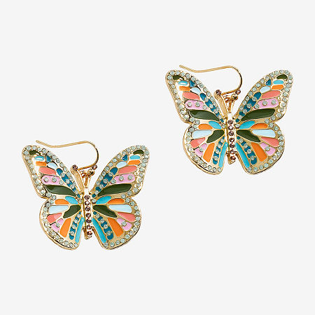 Click here for Bijoux Bar Gold Tone Womens Butterfly Drop Earring... prices
