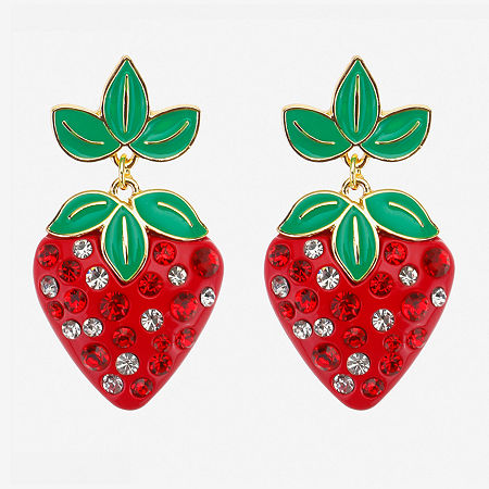 Click here for Bijoux Bar Gold Tone Strawberry Womens Drop Earrin... prices