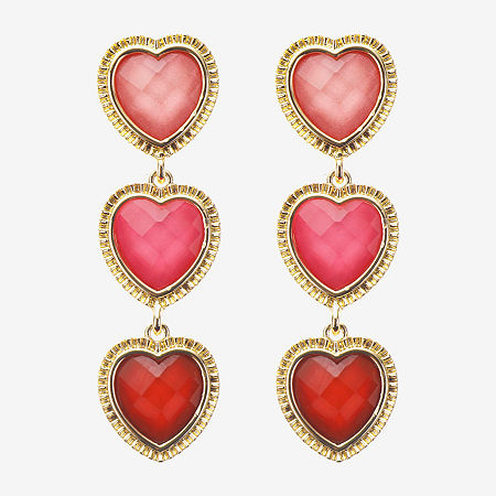 Click here for Bijoux Bar Gold Tone Womens Heart Drop Earrings  O... prices