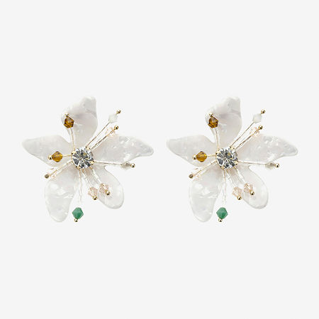 Click here for Bijoux Bar Womens Glass Flower Drop Earrings  One... prices