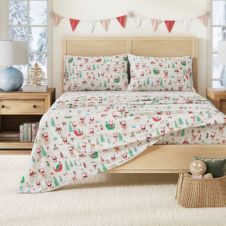 Click here for Linery Holiday Flannel Sheet Set  One Size  White prices
