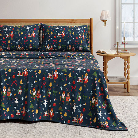 Click here for Linery Holiday Flannel Sheet Set  One Size  Blue prices