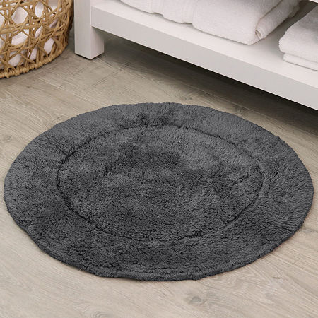 Home Weavers Inc Waterford Round Bath Rug  One Size  Gray