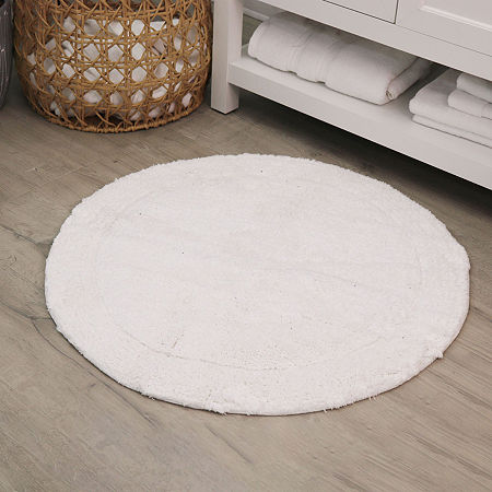 Home Weavers Inc Waterford Round Bath Rug  One Size  White