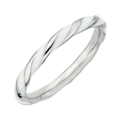 Personally Stackable Sterling Silver White Enamel Twist Ring - JCPenney