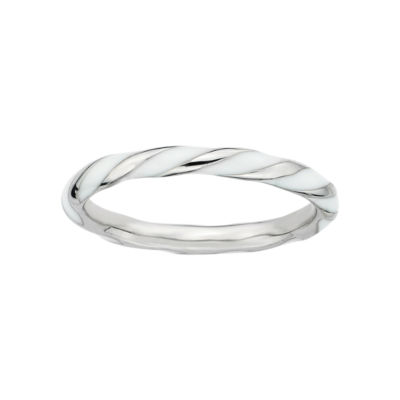 Personally Stackable Sterling Silver White Enamel Twist Ring - JCPenney