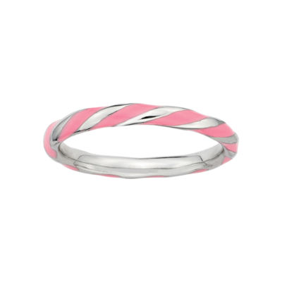 Personally Stackable Sterling Silver Pink Enamel Twist Ring - JCPenney