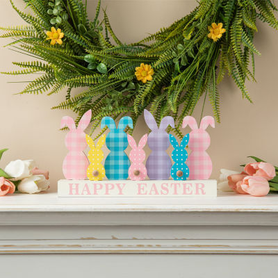 Glitzhome Wooden Bunny Family Easter Tabletop Decor, Color: Blue - JCPenney