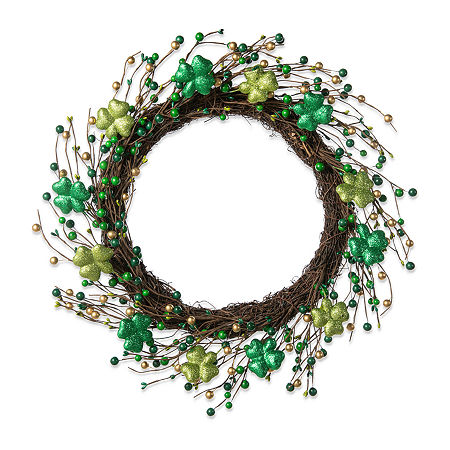 Click here for Glitzhome Shamrock Berry Wreath  One Size  Green prices
