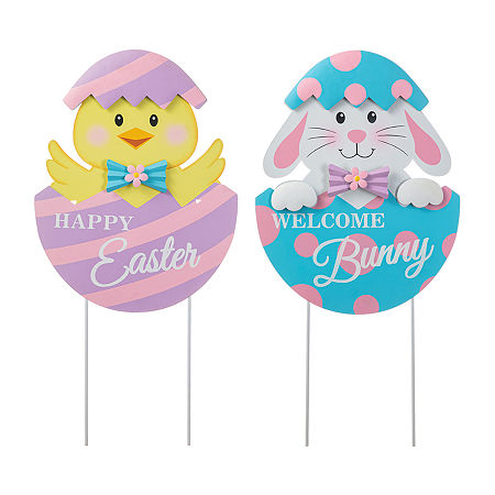 Click here for Glitzhome Set Of 2 Metal Egg Easter Yard Art  One... prices