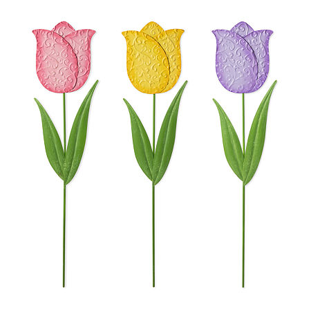 Click here for Glitzhome Set Of 3 Metal Tulips Easter Yard Art  O... prices