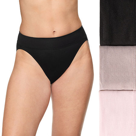 Warners Womens 3-Pk. No Pinching No Problems Hi-Cut Underwear RT4403P - Blush  Mink  Black