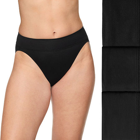 Warners Womens 3-Pk. No Pinching No Problems Hi-Cut Underwear RT4403P - Black  Black  Black