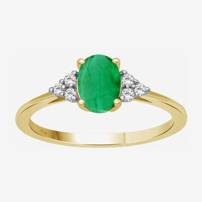 Womens 1/10 CT. T.W. Genuine Red Ruby 10K Gold Oval Cocktail Ring ...