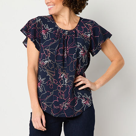 Click here for Liz Claiborne Womens Scoop Neck Short Sleeve Blous... prices