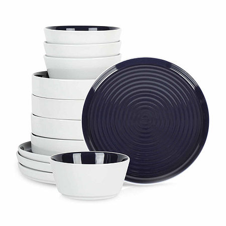 Stone Lain Elica 12 Pc. Dinnerware Set  Service for 4 - Navy and White