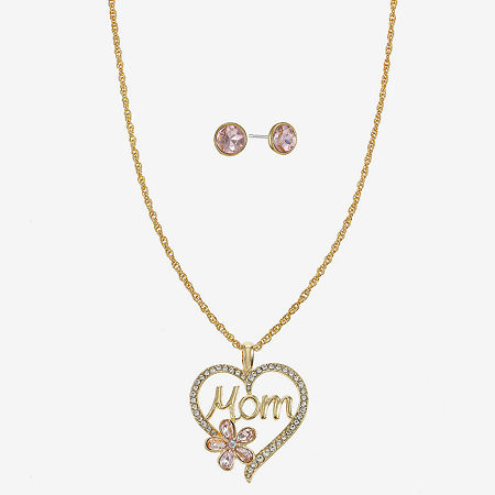 Click here for Monet Mom Womens Pink Glass Heart 2-pc. Jewelry Se... prices