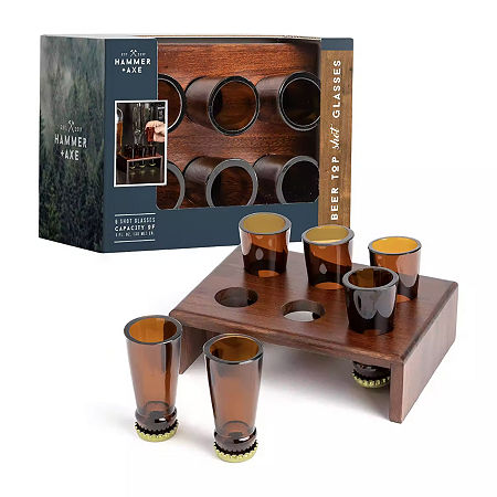 Click here for Hammer + Axe Beer Top Shot Glass Set  6 Bottle Nec... prices