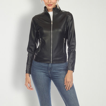 Click here for Womens White Mark Classic Biker Faux Leather Jacke... prices