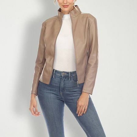 Click here for Womens White Mark Classic Biker Faux Leather Jacke... prices