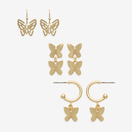 Click here for Mixit Womens Butterfly 3 Pair Earring Set  One Siz... prices