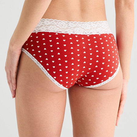 Arizona Body Cotton with Lace Hipster Panty  X-large  Red