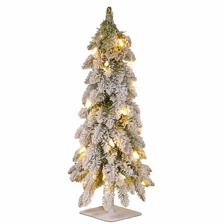 National Tree Company 24 Snowy Downswept Forestree with Metal Plate and 50 Clear Lights - White
