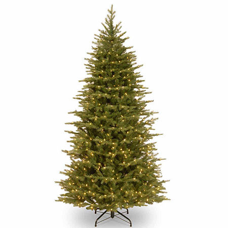 National Tree Company 7.5 Feel Real Nordic Spruce Slim Hinged Tree with 600 Dual Led Lights - Green