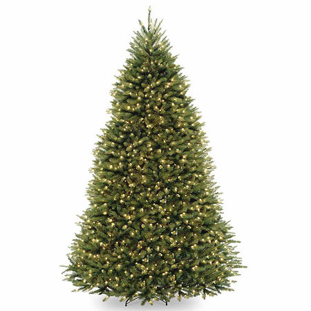 National Tree 10 Dunhill Fir Hinged Tree with 1200 Low Voltage Dual Led Lights with 9 Function Footswitch - Green
