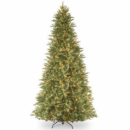 National Tree Company 9 Feel Real Tiffany Fir Slim Hinged Tree with 800 Clear Lights - Green