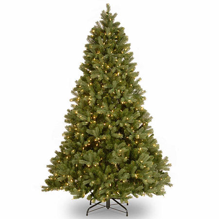 National Tree 7.5 Feel Real Downswept Douglas Fir Hinged Tree with 750 Clear Lights - Green