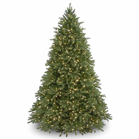 National Tree Company 7.5 Feel Real Jersey Fraser Fir Hinged Tree with 1250 Clear Lights - Green