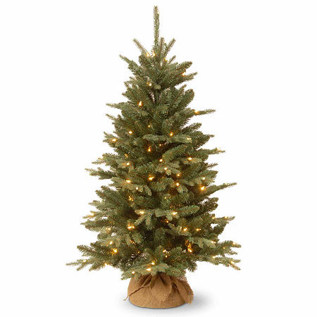National Tree Company 4 Feel Real Burlap Tree With 150 Clear Lights - Green